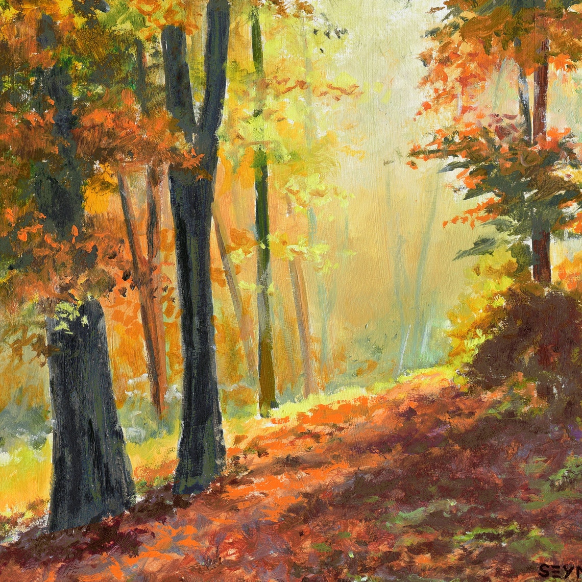 Autumn Forest Landscape Art PRINT Fall Trees Wall Art Autumn - Etsy