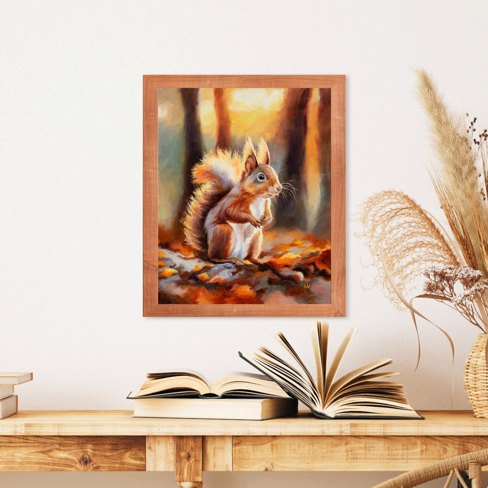 Red Squirrel Oil Painting ORIGINAL, Small Forest Animal Artwork ...