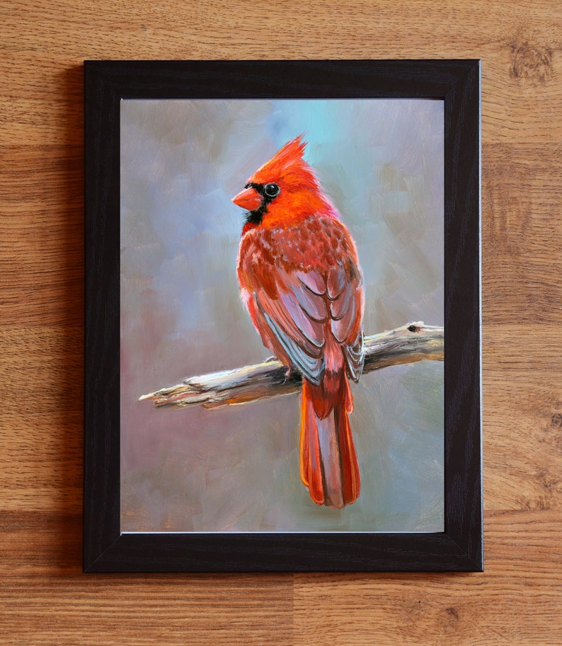 Cardinal Bird ORIGINAL Oil Painting, Northern Cardinal Art, Realistic ...