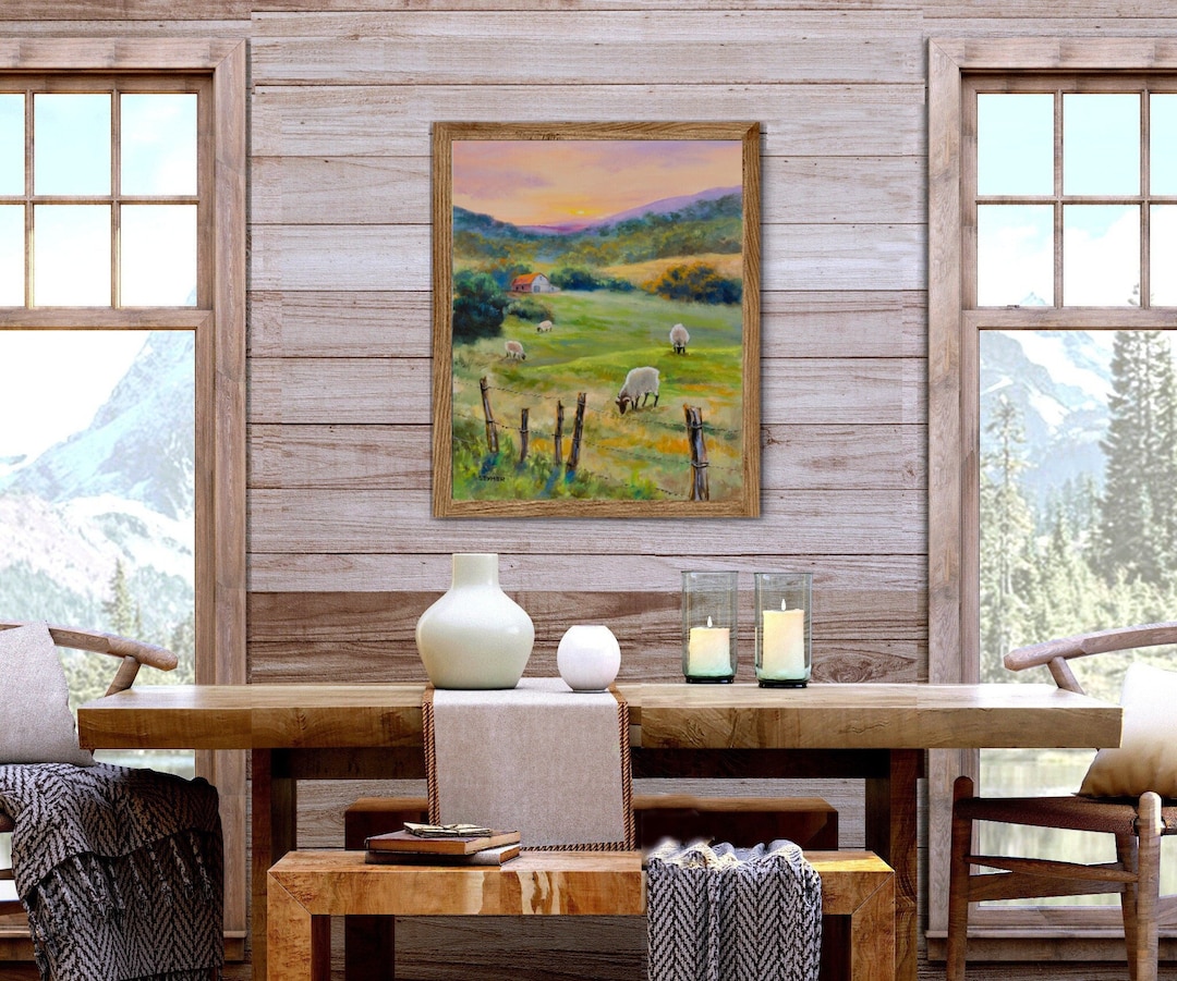 Prairie Art PRINT Country Landscape Farmhouse Rural Art Red Barn Valley ...