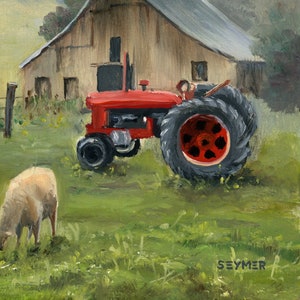 Farm Painting Country House Original, Barn Landscape Art, Rural Life ...