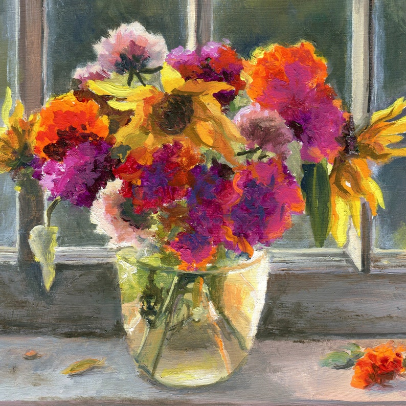 Window Still Life Original Oil Painting, Cottage Still Life Decor ...
