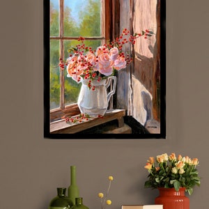 Roses Still Life Art PRINT. Romantic Window Painting Still Life,classic ...