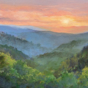 Blue Ridge Oil Painting Print, Mountains Panoramic Wall Print, American ...