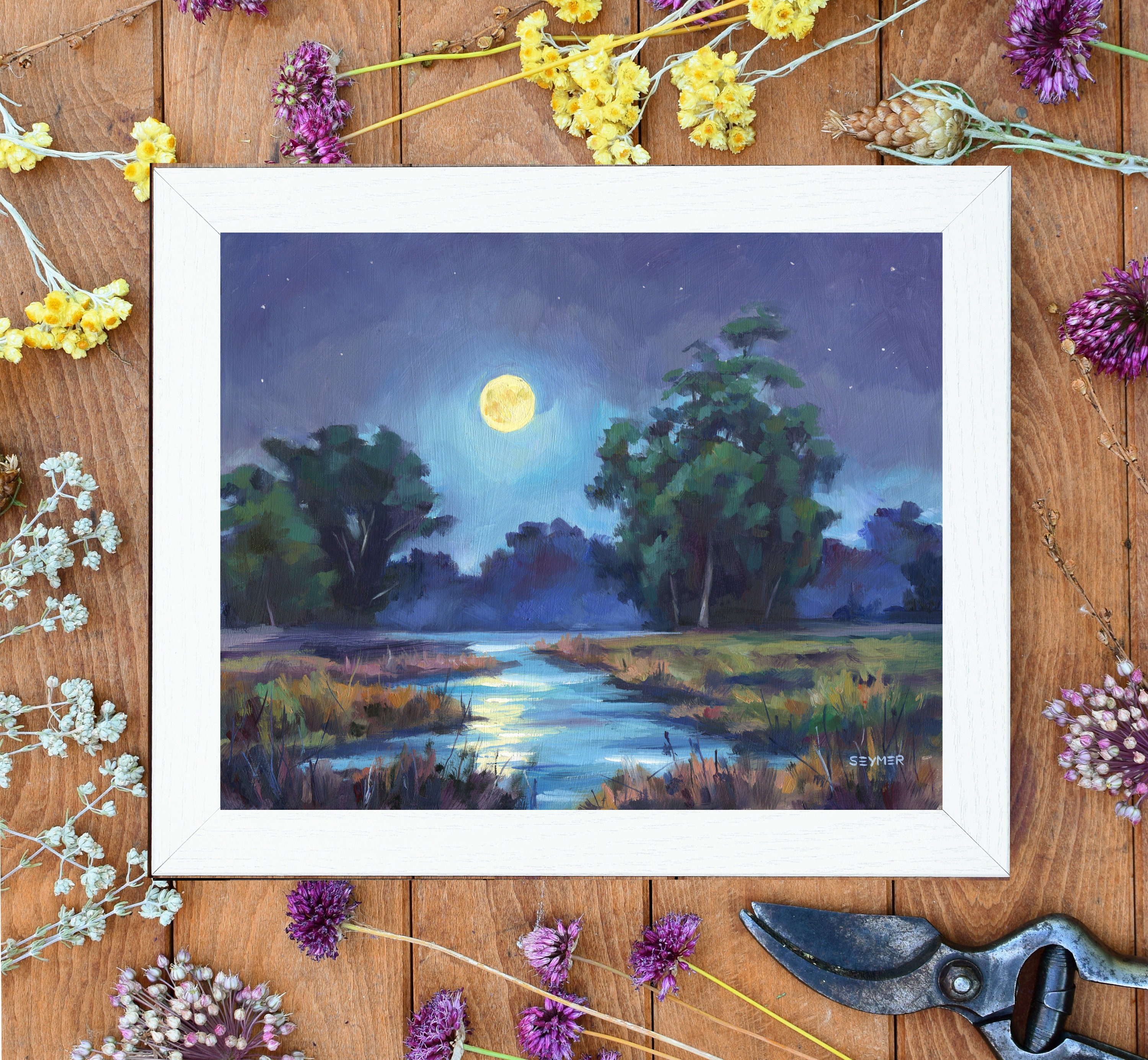 Night River Painting ORIGINAL Nocturne Landscape River - Etsy
