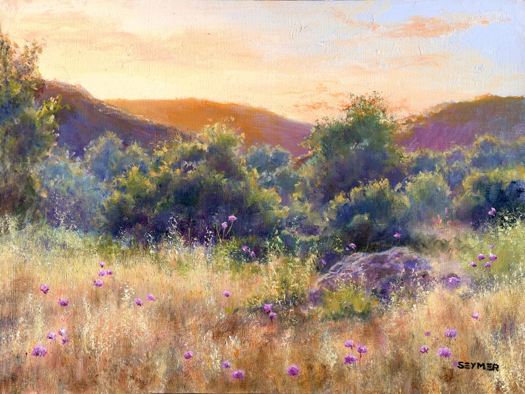 Wildflower Meadow Painting ORIGINAL, Countryside Field Flowers Wall Art ...