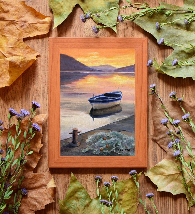 Boat Dock ORIGINAL Painting Fishing Boat Landscape Dock - Etsy