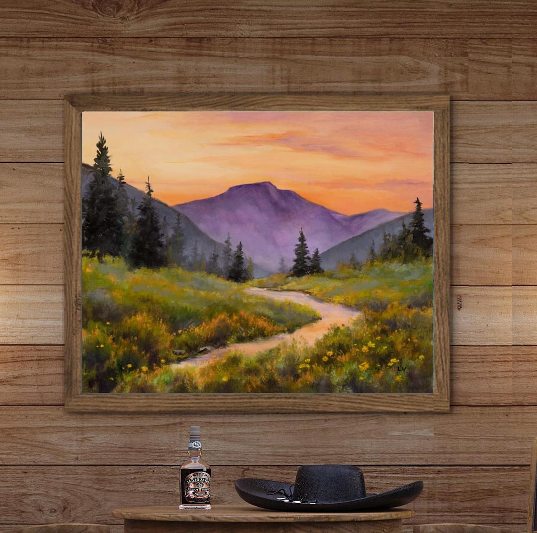 Montana Landscape Art PRINT, Creek Mountainscape Art, River Forest Wild ...