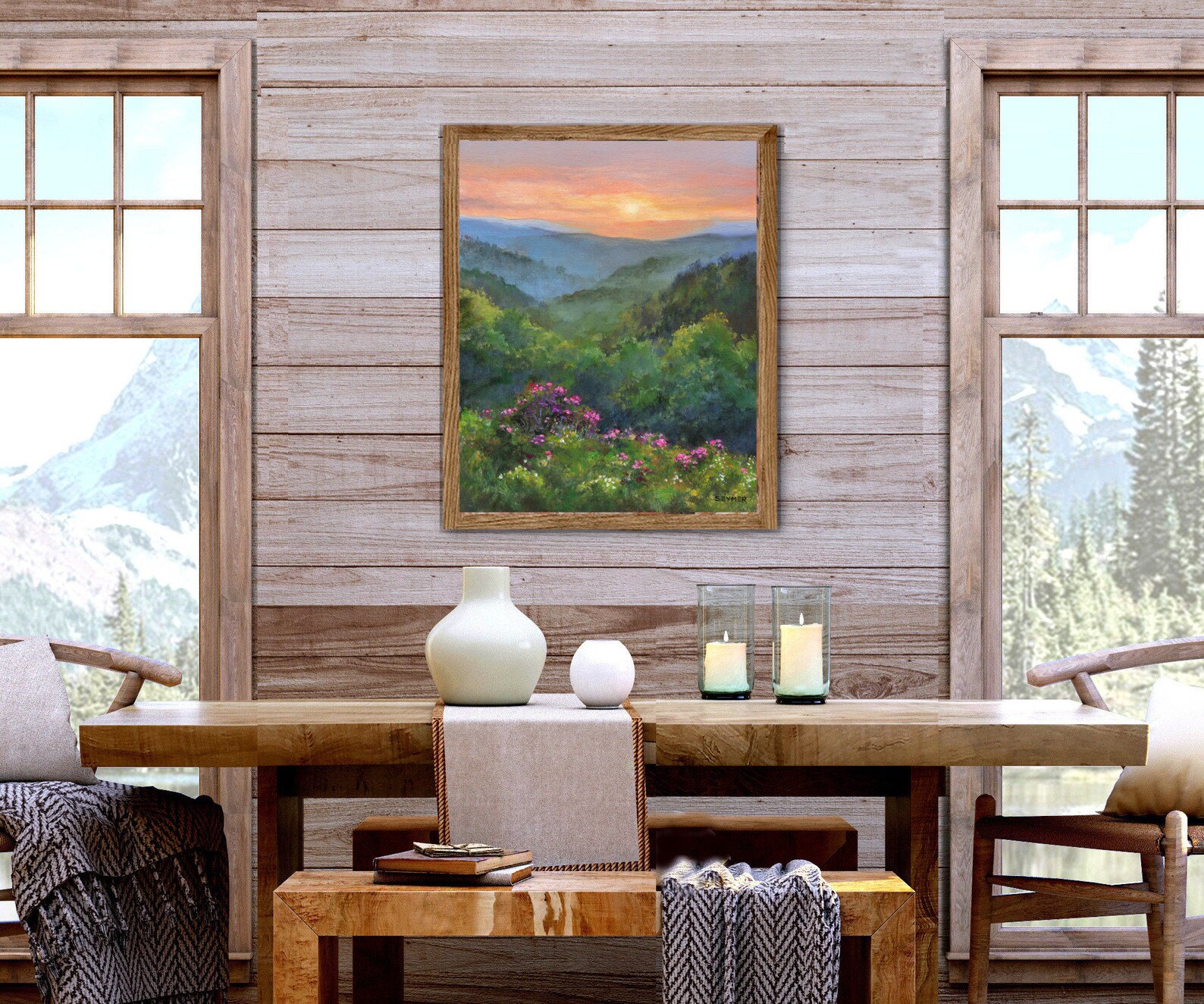 Blue Ridge Oil Painting Print, Mountains Panoramic Wall Print, American ...