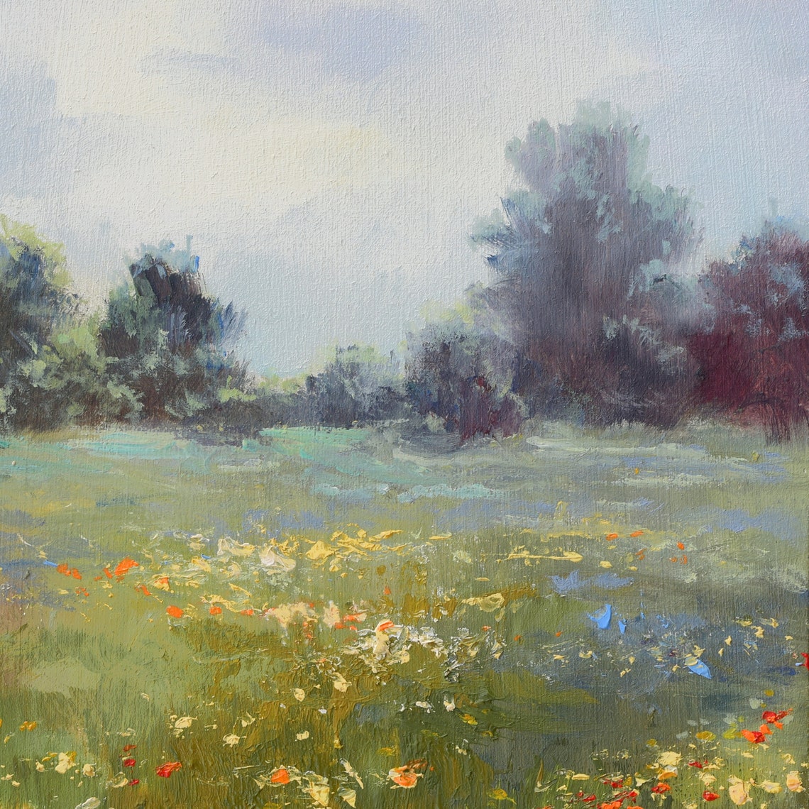 Spring Field of Flowers Art PRINT Soft Landscape Wall Print - Etsy