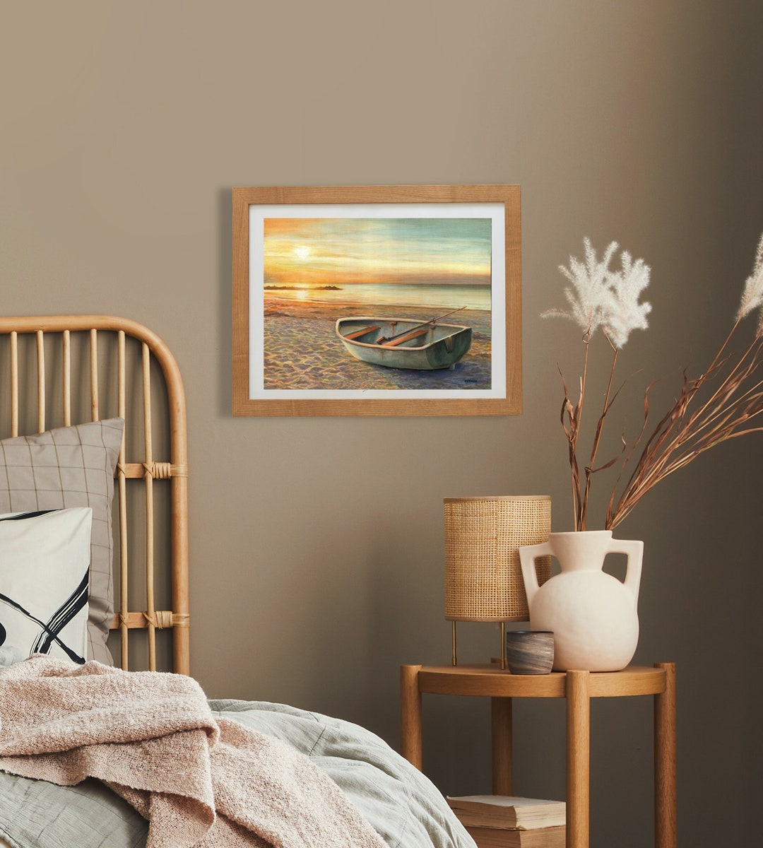Seascape Art PRINT Boat Beach Poster Nautical Wall Art - Etsy