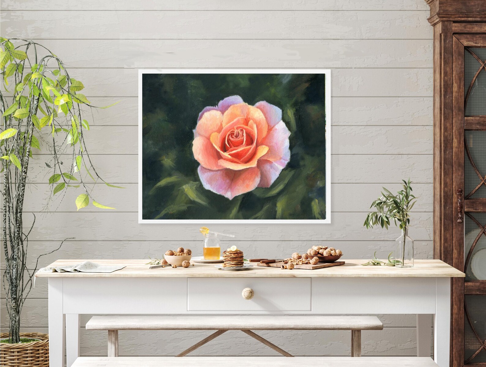 Delicate Rose Painting PRINT, Garden and Flowers Artwork, Detailed ...