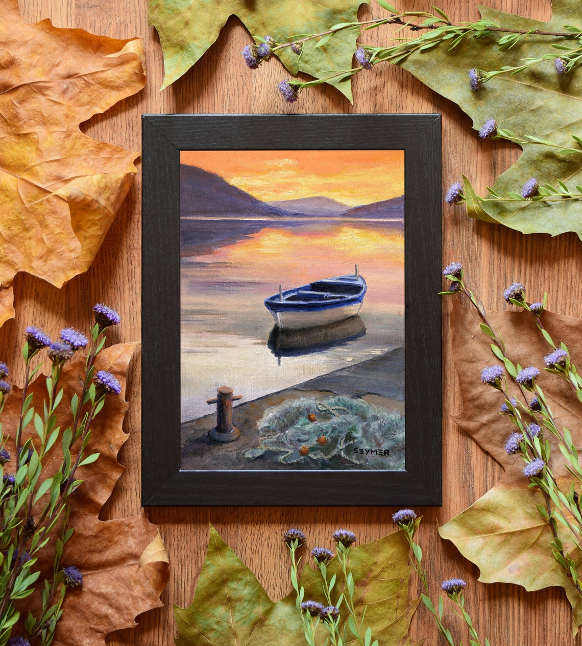 Boat Dock ORIGINAL Painting Fishing Boat Landscape Dock - Etsy