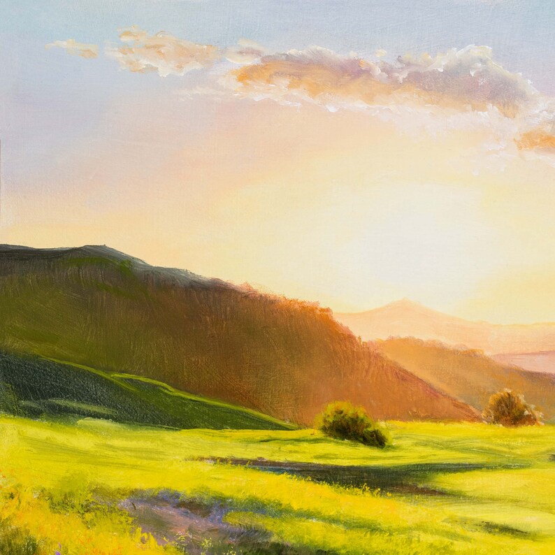 Crop Field Oil Painting ORIGINAL, Harvest Country Rural Landscape, Oat ...