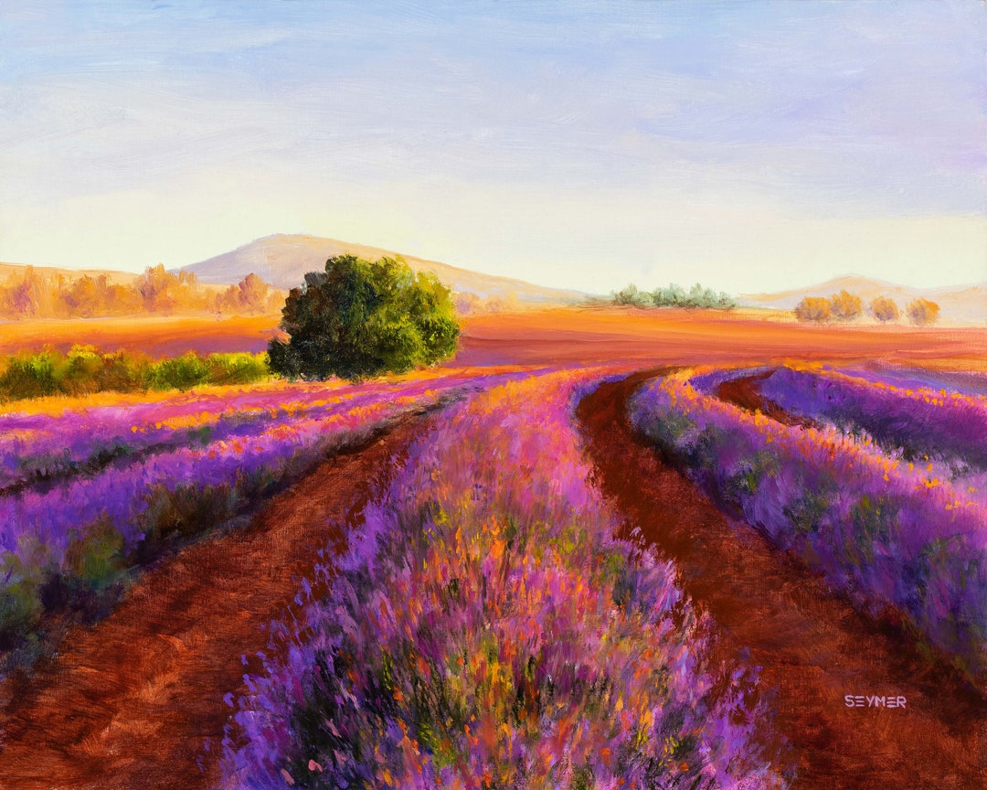 Provence Lavender Painting ORIGINAL, France Lavender Field Purple ...