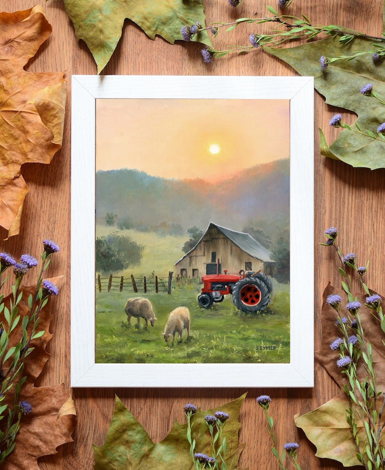 Farm Painting Country House Original, Barn Landscape Art, Rural Life ...