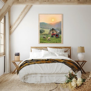 American Farm Art PRINT, Folk Art Rural Life Painting, Country ...