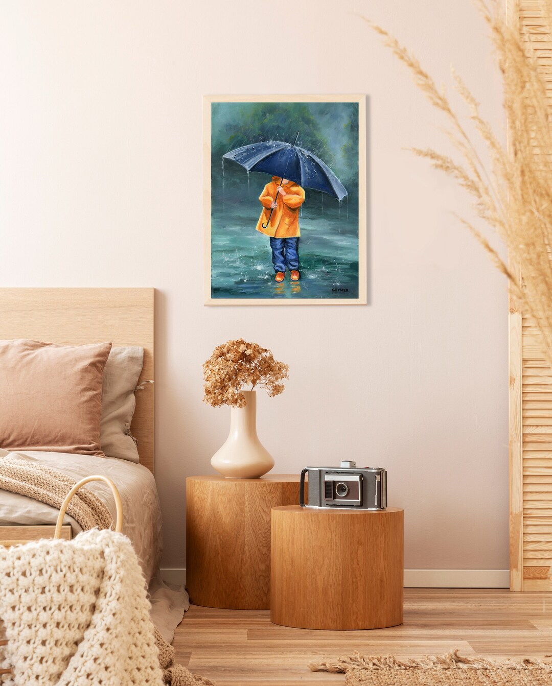 PRINT Little Girl Art, Yellow Raincoat Artwork, Baby Girl Painting ...
