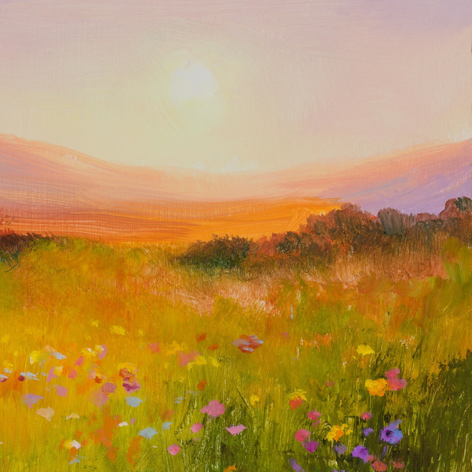 Meadow Landscape Painting ORIGINAL Living Room Decor Floral - Etsy