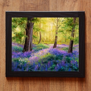 Bluebell Woods Painting ORIGINAL, British Forest, Virginia Bluebells ...