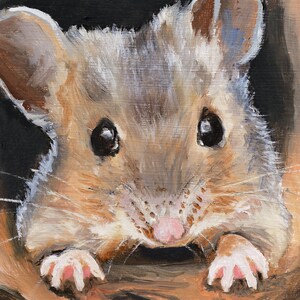 Small Mouse ORIGINAL Painting, Nice Rat Oil Painting, Mouse in a Hole ...