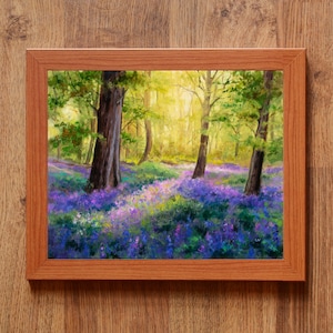 Bluebell Woods Painting ORIGINAL, British Forest, Virginia Bluebells ...