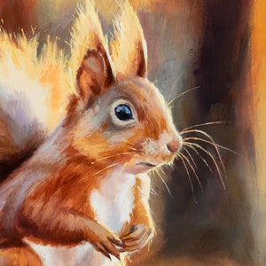 Red Squirrel Oil Painting ORIGINAL, Small Forest Animal Artwork ...
