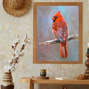 Cardinal Bird ORIGINAL Oil Painting, Northern Cardinal Art, Realistic ...
