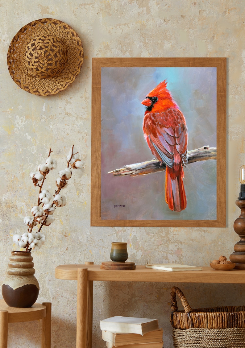 Cardinal Bird ORIGINAL Oil Painting, Northern Cardinal Art, Realistic ...