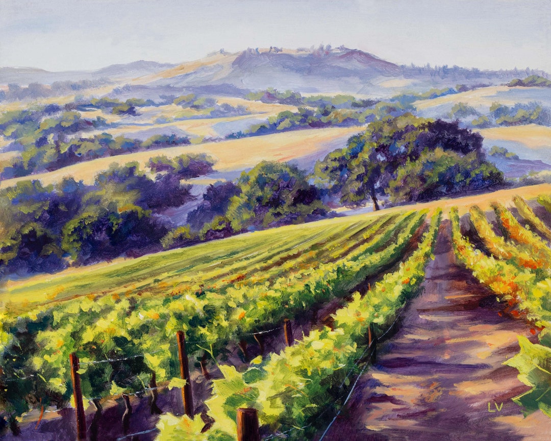 Sonoma Landscape ORIGINAL Oil Painting, Winery Artwork Impressionistic ...