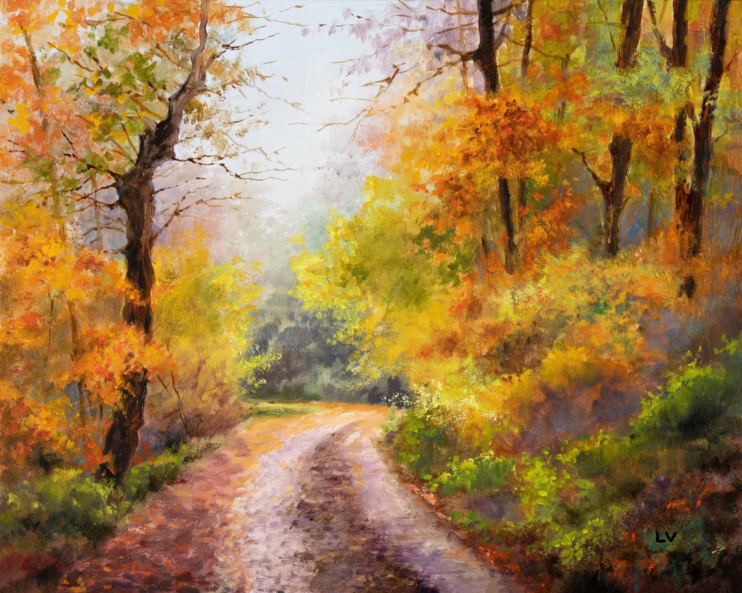 Autumn Forest ORIGINAL Painting, Fall Landscape Warm Colors, New ...