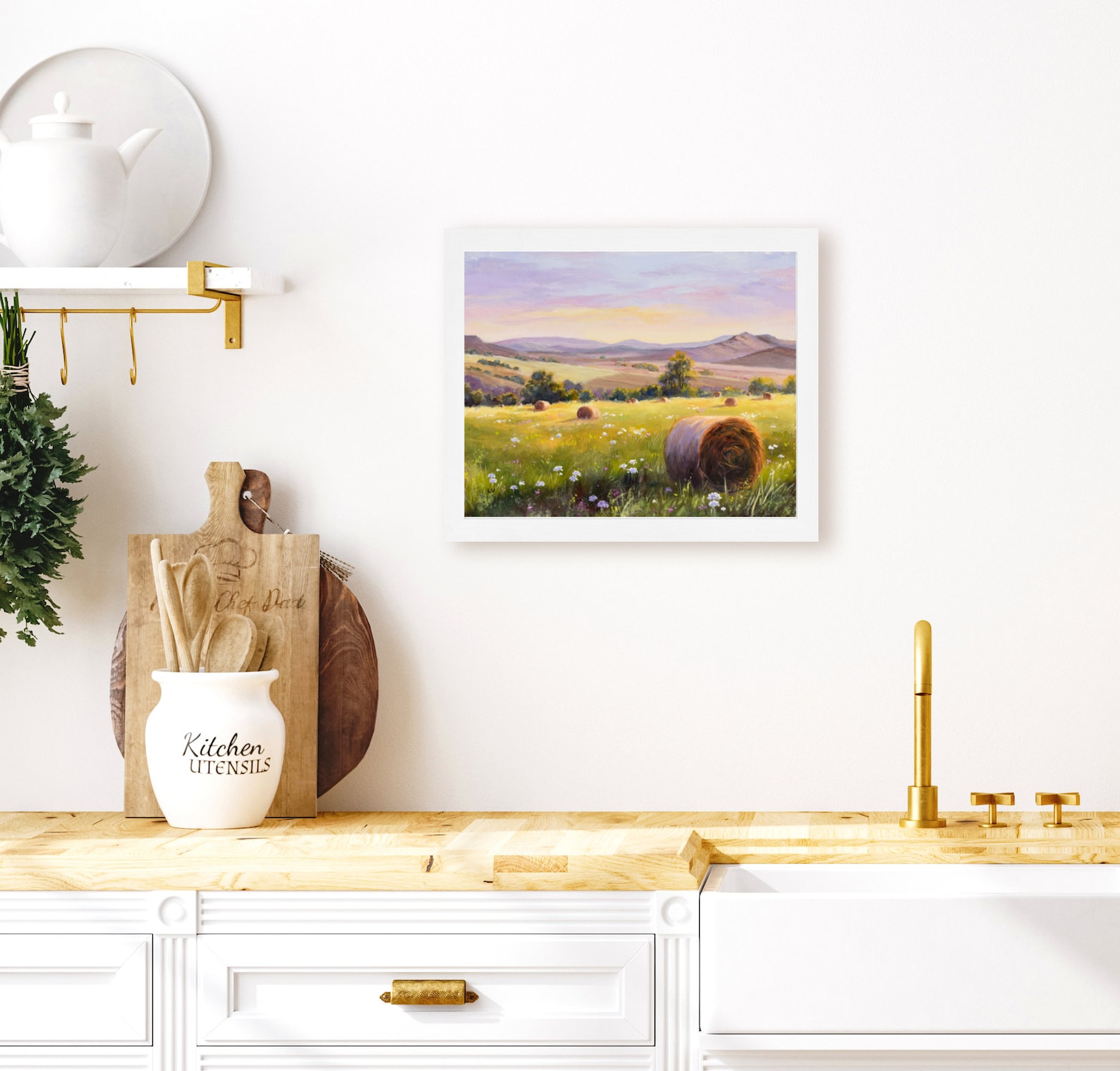 Country Spring Day ORIGINAL Oil Painting, Hay Bales and Queen Anne ...