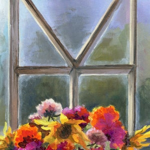 Window Still Life Original Oil Painting, Cottage Still Life Decor ...