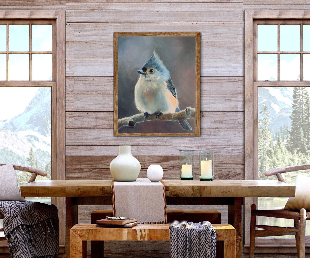 Titmouse Bird Art PRINT Blue Tufted Titmouse Oil Painting - Etsy