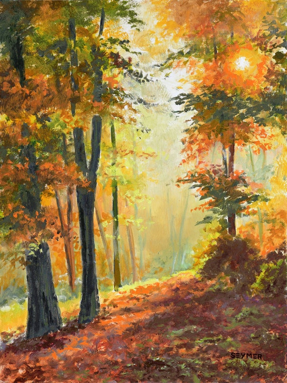 Fall Forest Oil Painting ORIGINAL Autumn Forest Artwork - Etsy