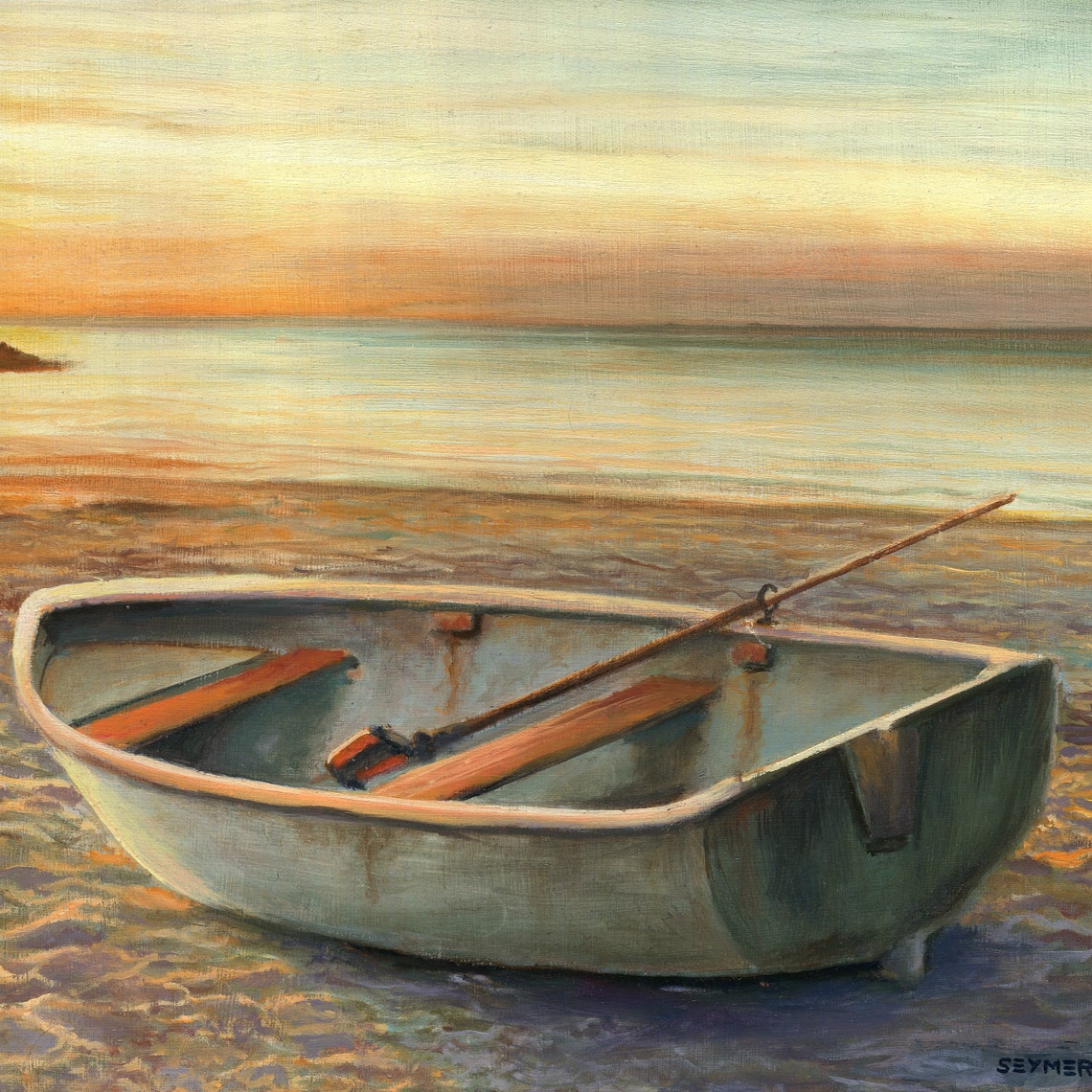 Boat Painting ORIGINAL Sunset Beach Art Framed Oil Painting - Etsy