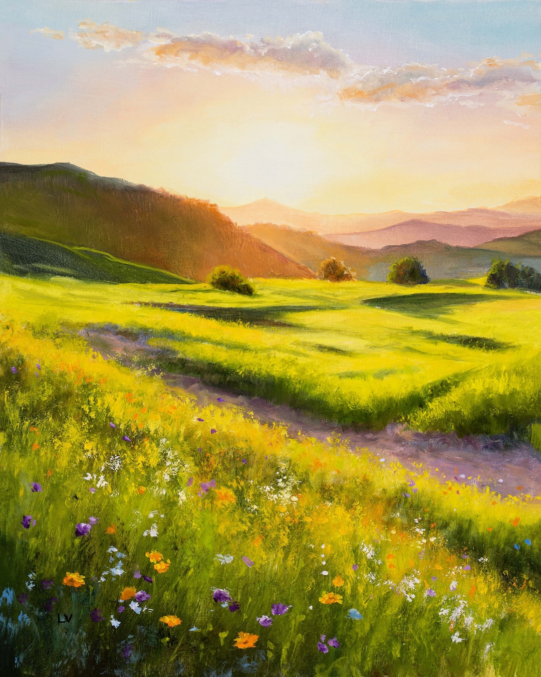 Crop Field Oil Painting ORIGINAL, Harvest Country Rural Landscape, Oat ...