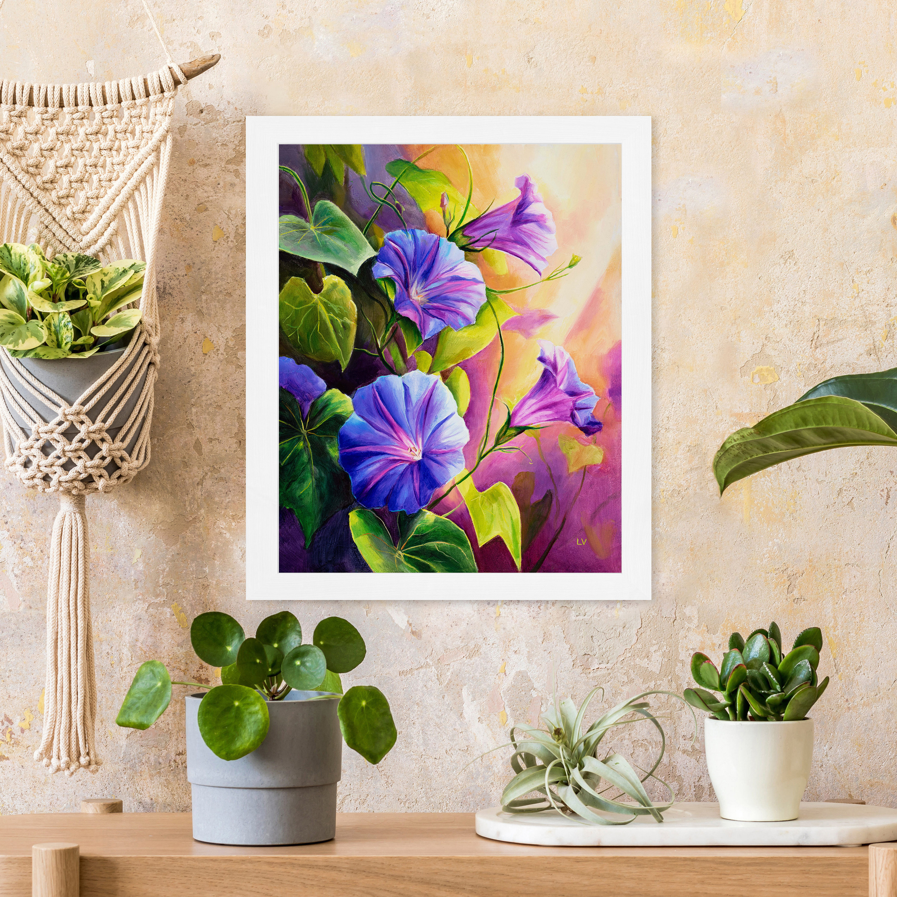 Morning Glories ORIGINAL Oil Painting, Purple Bell Flowers Artwork ...