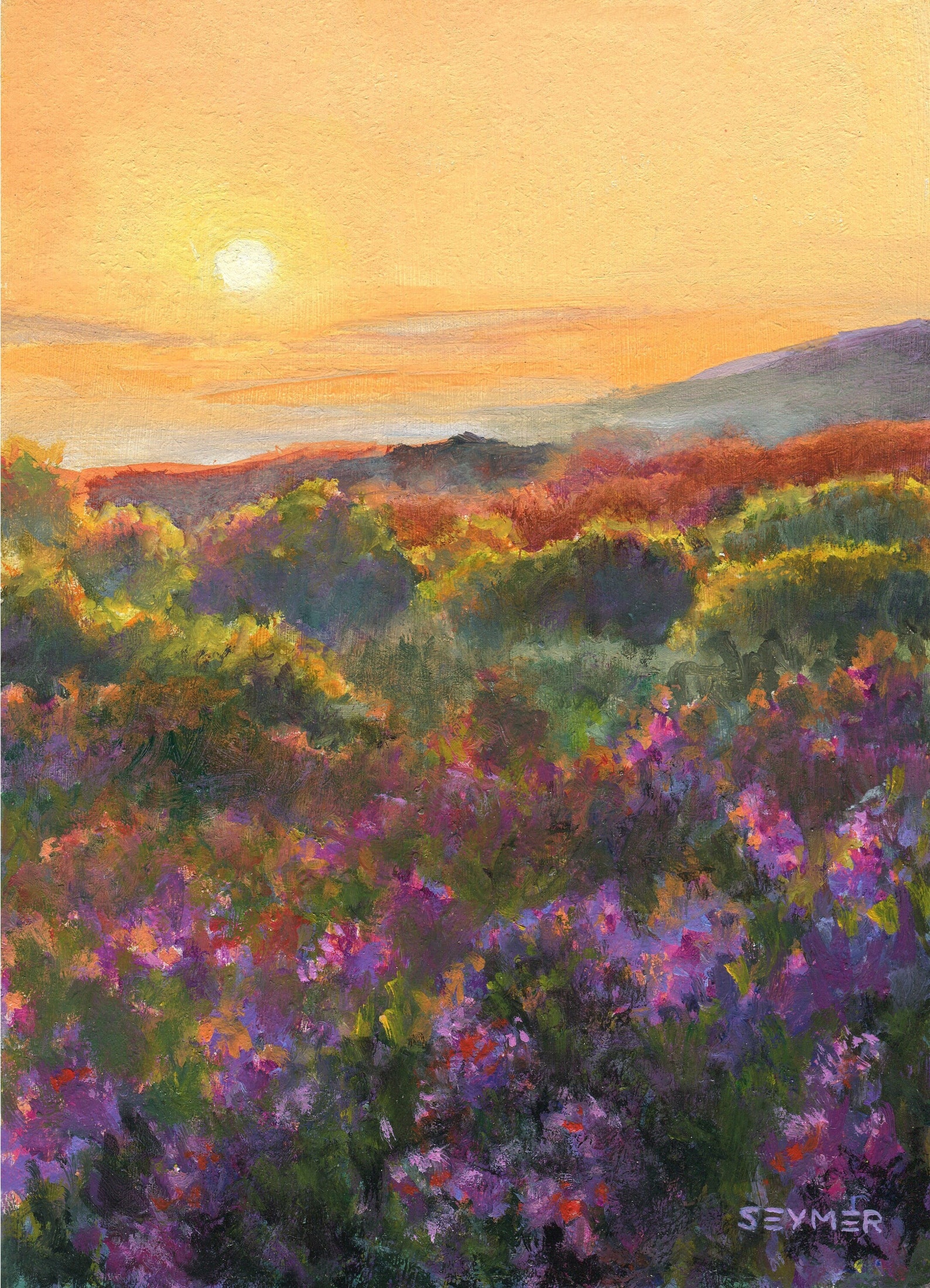 Wildflower ORIGINAL Painting, Sunset Landscape Oil Painting, Colorful ...