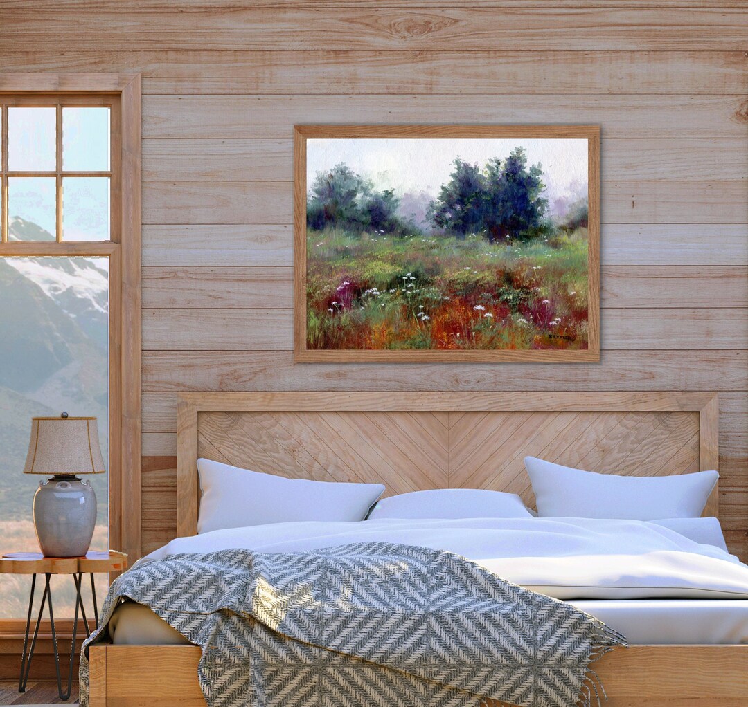 Wildflowers Prairie Painting PRINT Meadow Trees Flowers - Etsy