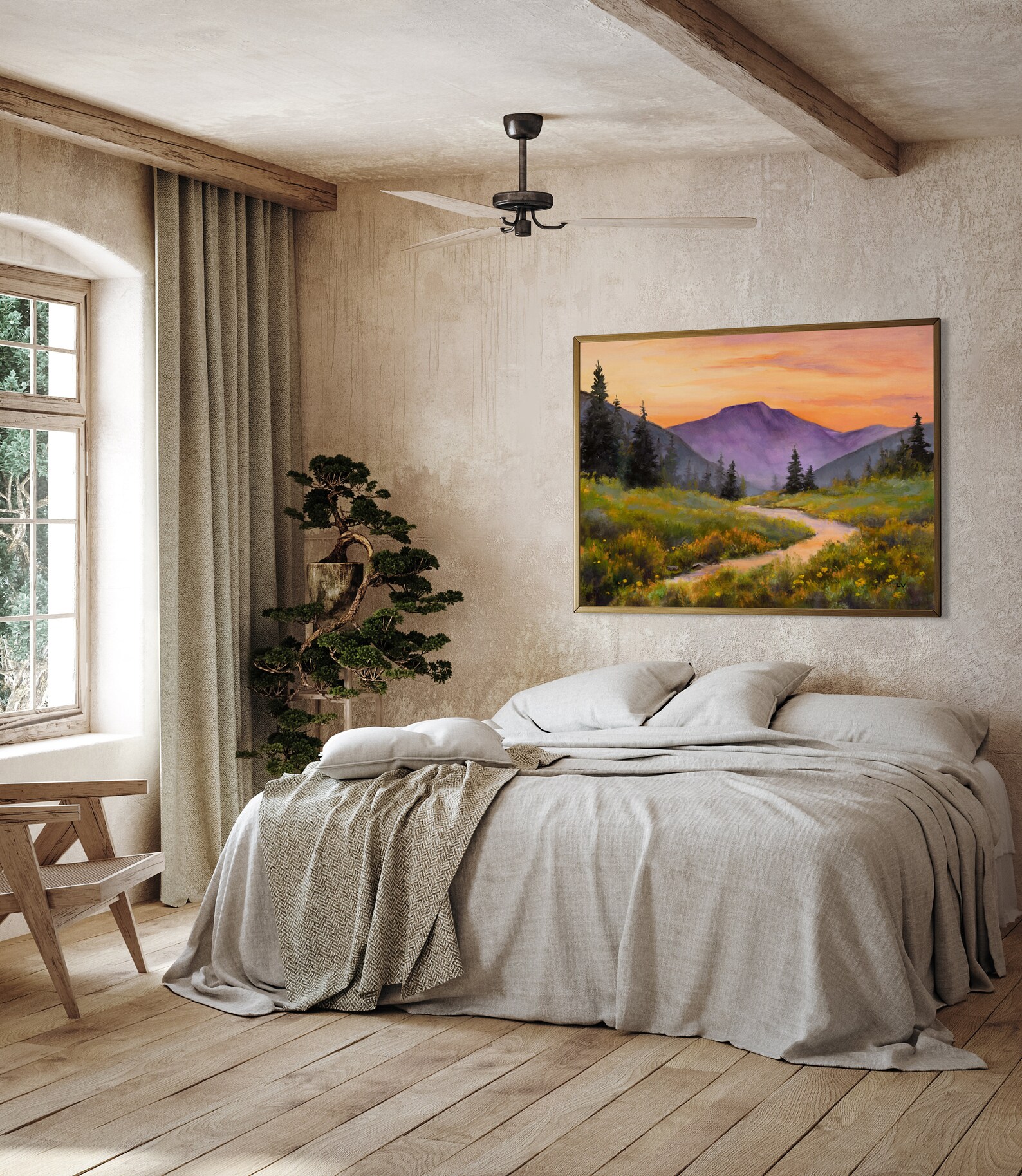Montana Landscape Art PRINT, Creek Mountainscape Art, River Forest Wild ...