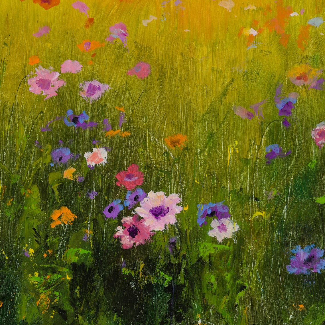 Meadow Landscape Painting ORIGINAL Living Room Decor Floral - Etsy