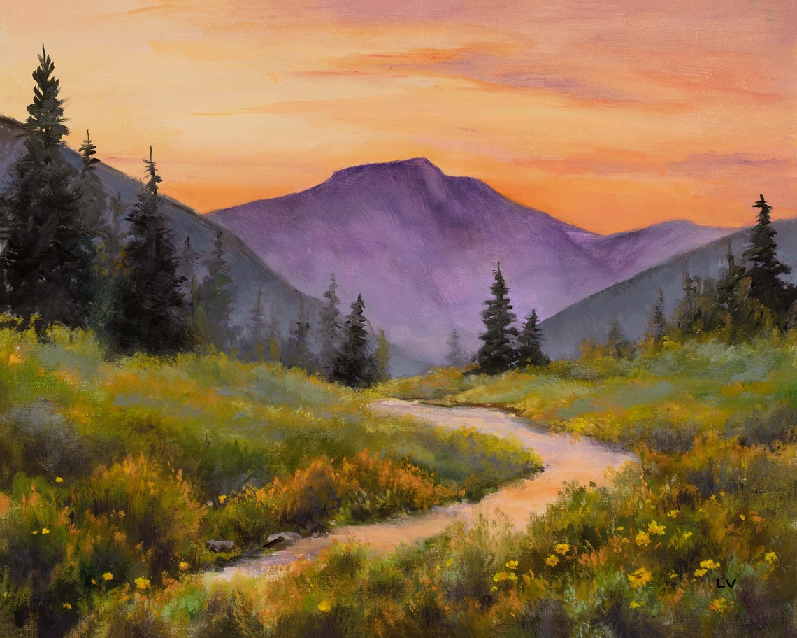 Montana Landscape Art PRINT, Creek Mountainscape Art, River Forest Wild ...