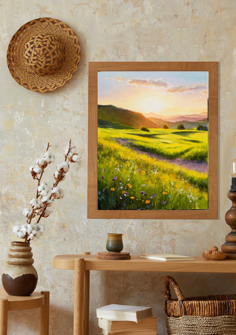 Crop Field Oil Painting ORIGINAL, Harvest Country Rural Landscape, Oat ...