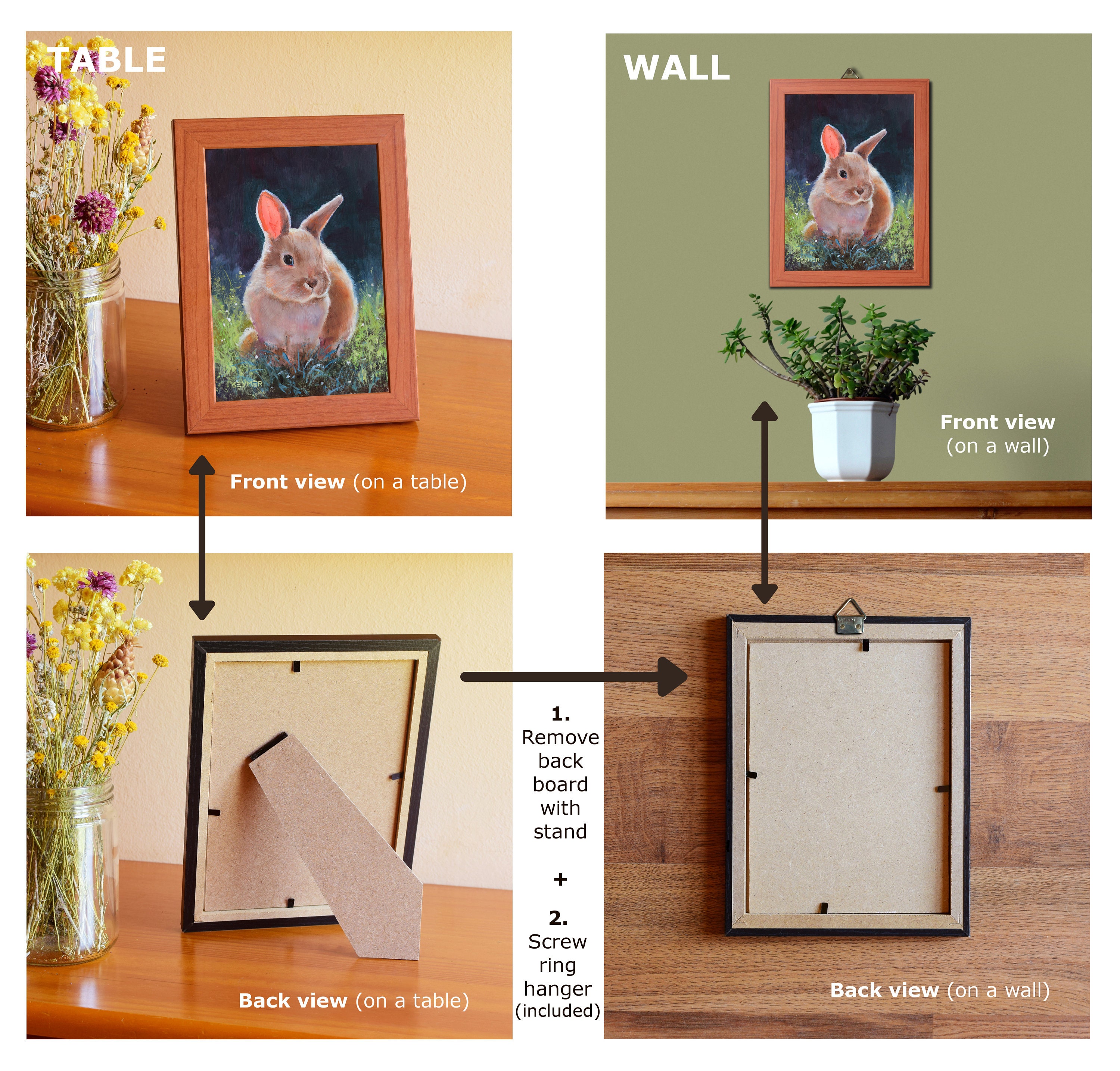 Rabbit Painting ORIGINAL Rabbit Lover Gift Small Framed | Etsy