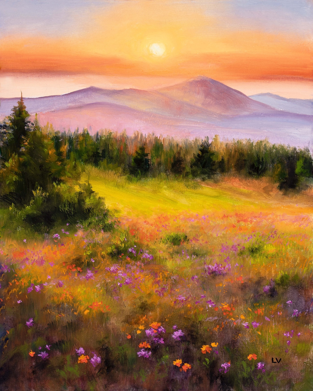 PNW Painting ORIGINAL, Wildflower Spring Landscape, Columbia Hills Wall ...