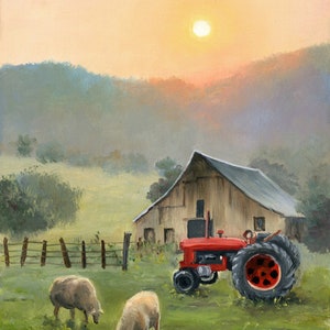 American Farm Art PRINT, Folk Art Rural Life Painting, Country ...