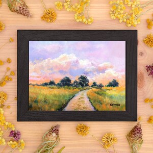 Countryside Painting ORIGINAL, Path Trees Clouds Artwork, Alabama ...