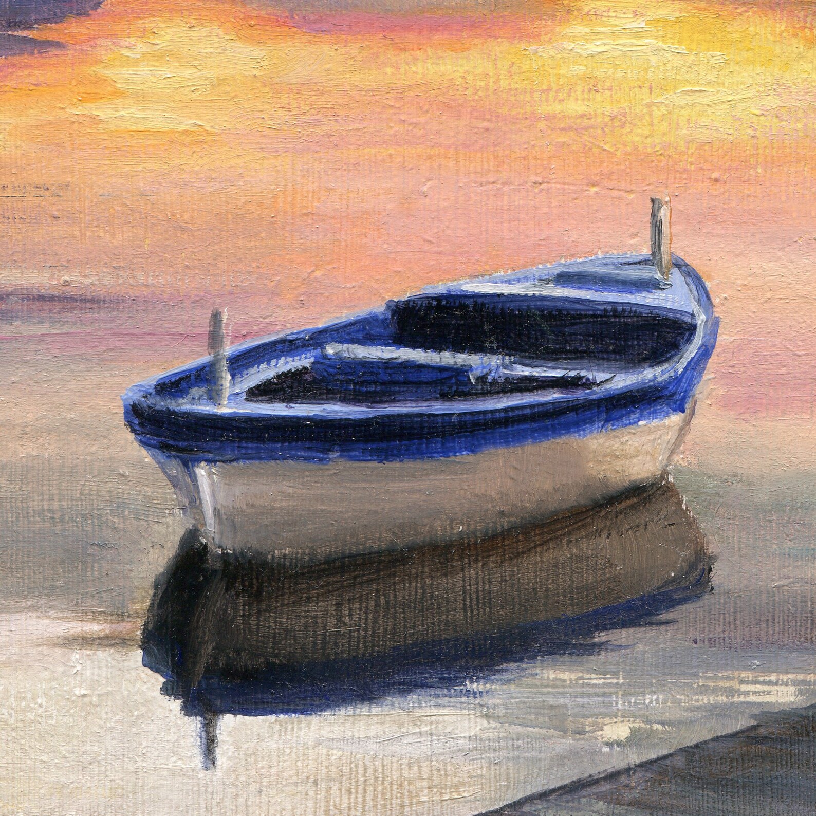 Boat Dock ORIGINAL Painting, Fishing Boat Landscape, Dock Sunset ...