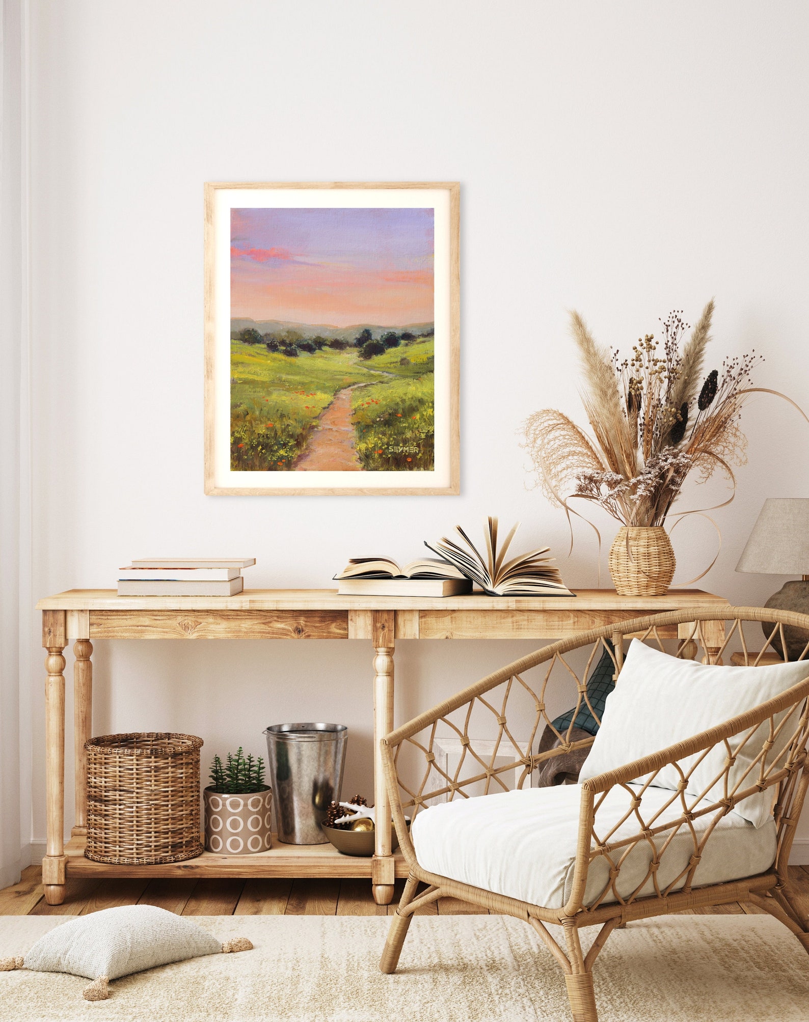 Prairie Rural Landscape Art PRINT Meadow Oil Painting Green - Etsy